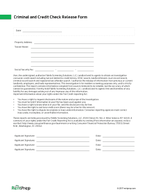 Fillable Online Criminal and Credit Check Release Form Fax Email Print ...