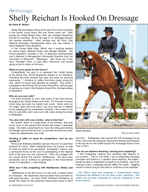 Fillable Online Shelly Reichart Is Hooked On Dressage Fax Email Print ...
