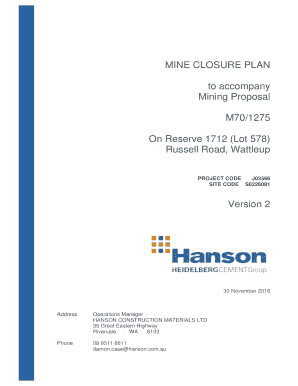 Fillable Online MINE CLOSURE PLAN Fax Email Print - pdfFiller