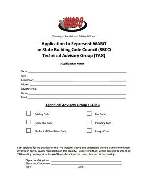 Fillable Online Application to Represent WABO Fax Email Print - pdfFiller