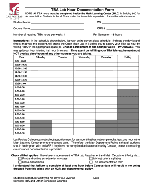 Fillable Online TBA Lab Hour Documentation Form Fax Email Print - pdfFiller