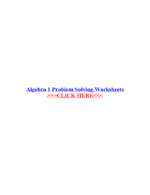 Fillable Online Algebra 1 Problem Solving Worksheets Fax Email Print ...