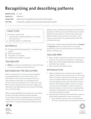 Fillable Online Recognizing and describing patterns Fax Email Print ...