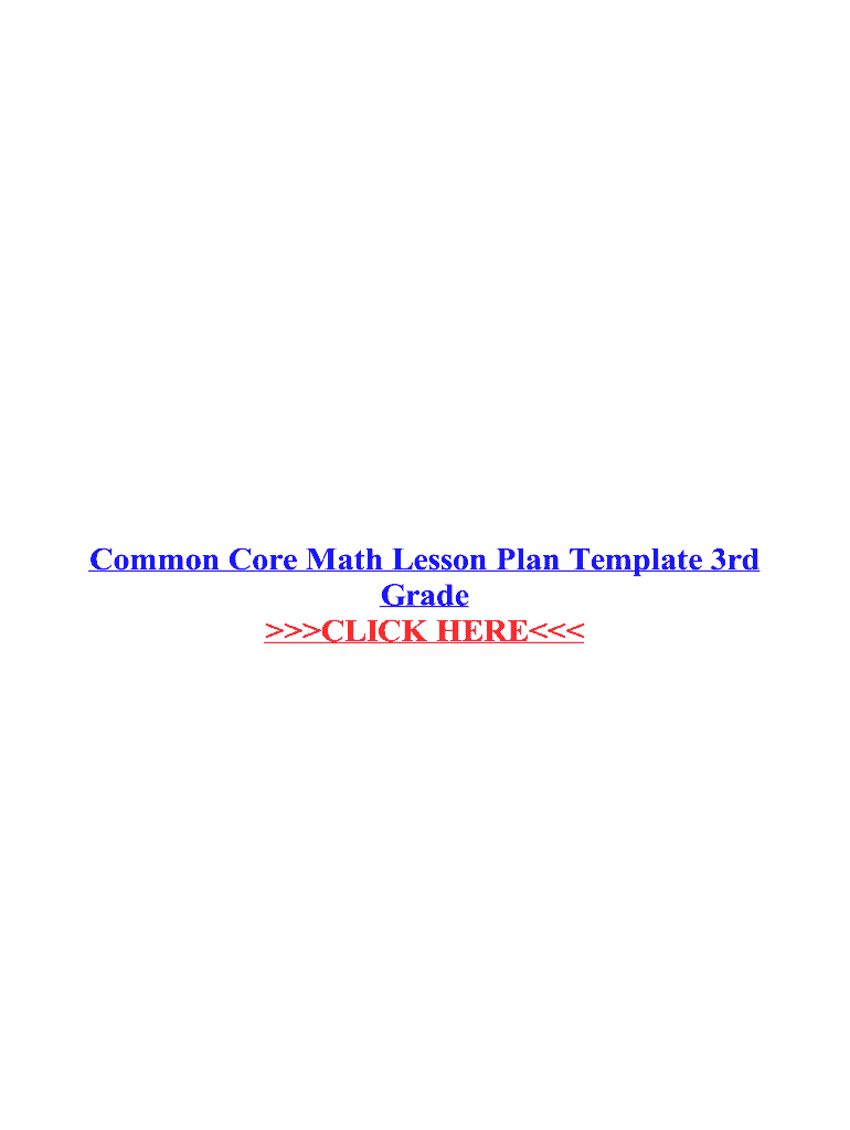 Fillable Online Common Core Math Lesson Plan Template Fax Email Print ...