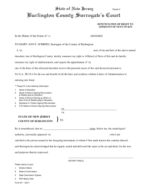 Fillable Online RENUNCIATION OF RIGHT TO Fax Email Print - pdfFiller