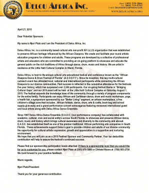 Fillable Online adddff delouafrica Dear Potential Sponsors : Fax Email ...
