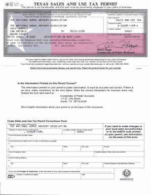 Fillable Online c;g'O15/19) TEXAS SALES AND USE TAX PERMIT Fax Email ...