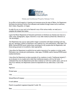 Fillable Online Media and Intellectual Property Release Form Fax Email ...