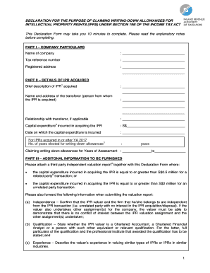 Fillable Online DECLARATION FOR THE PURPOSE OF CLAIMING WRITING-DOWN ...