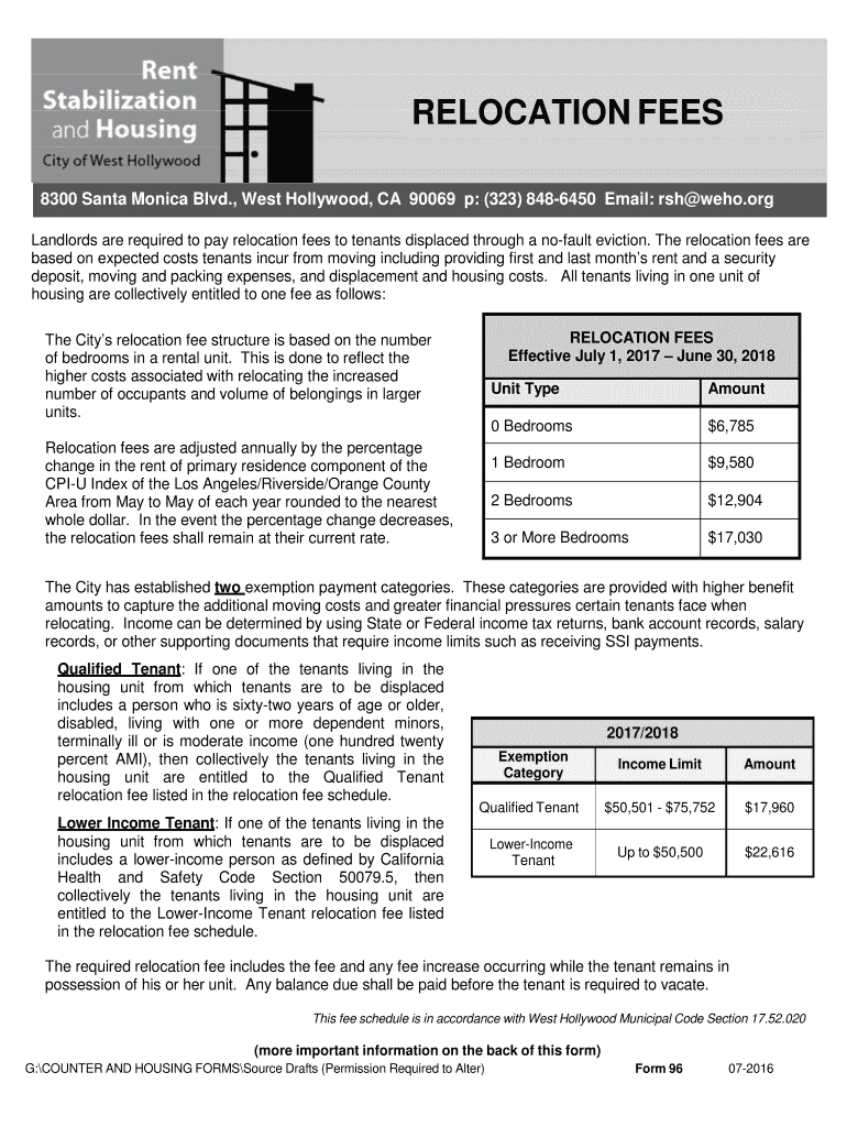 Fillable Online RELOCATION FEES Fax Email Print - pdfFiller