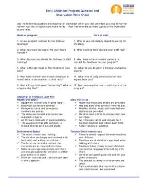 Fillable Online Early Childhood Program Question and Fax Email Print ...