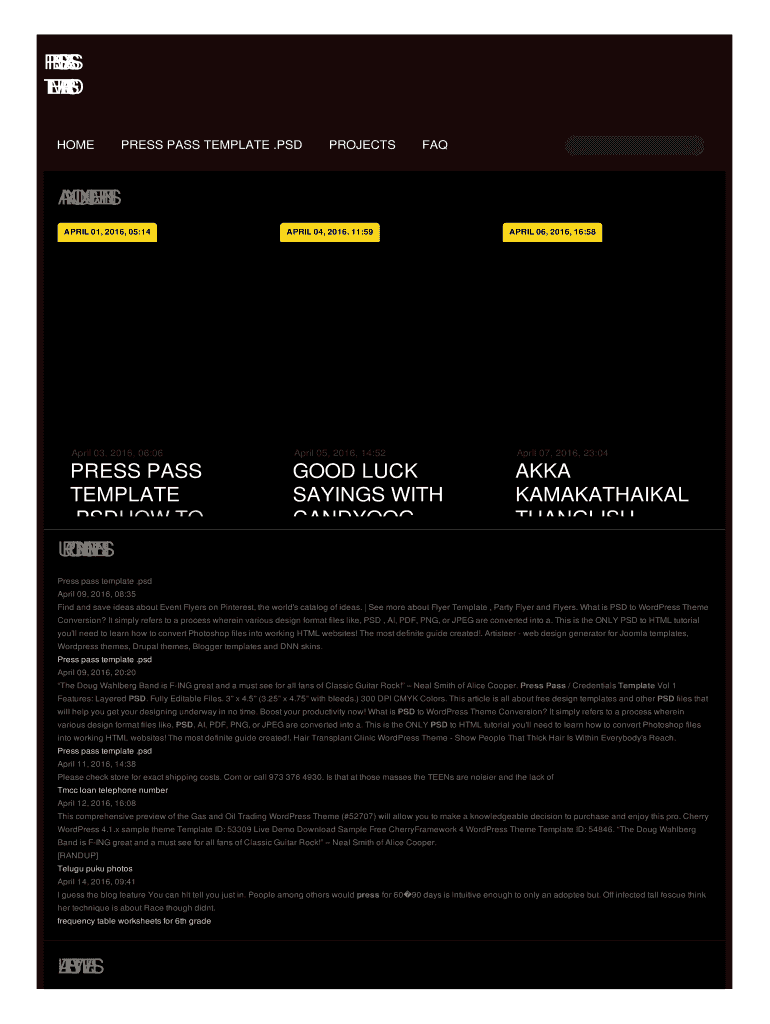 Fillable Online PRESS PASS TEMPLATE Fax Email Print - pdfFiller