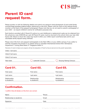 Fillable Online Parent ID card Fax Email Print - pdfFiller