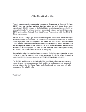 Fillable Online Child Identification Kits Fax Email Print - pdfFiller