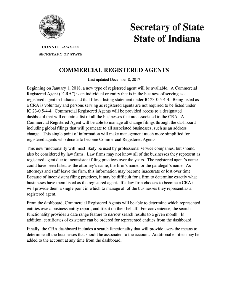 Fillable Online COMMERCIAL REGISTERED AGENTS Fax Email Print - pdfFiller