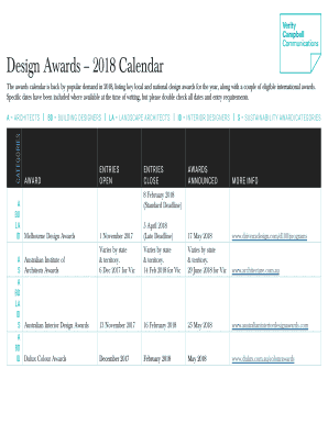 Fillable Online The awards calendar is back by popular demand in 2018 ...