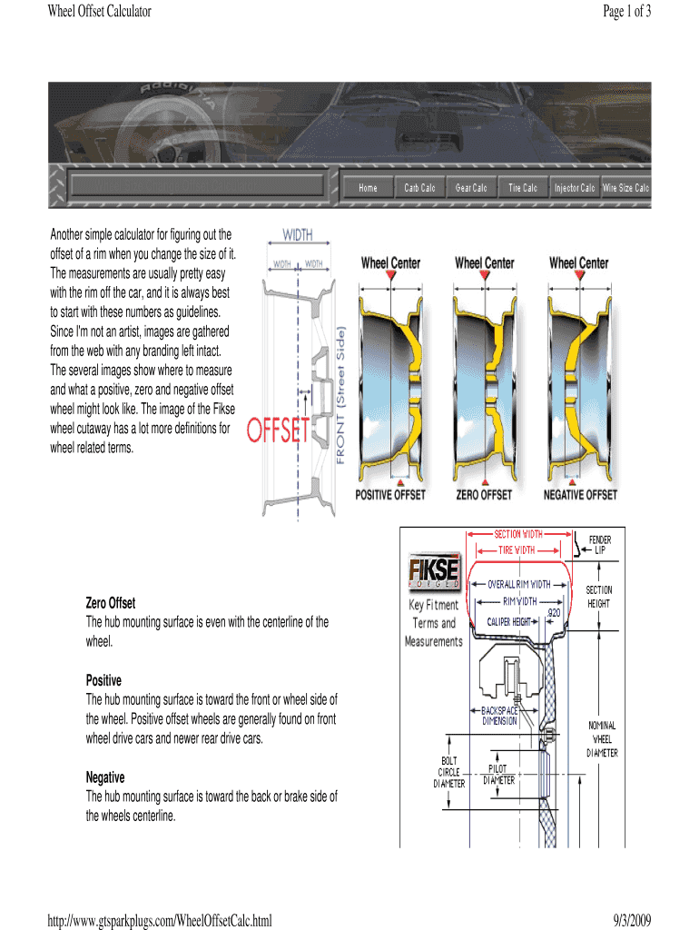Fillable Online Wheel Offset Calculator Fax Email Print - pdfFiller