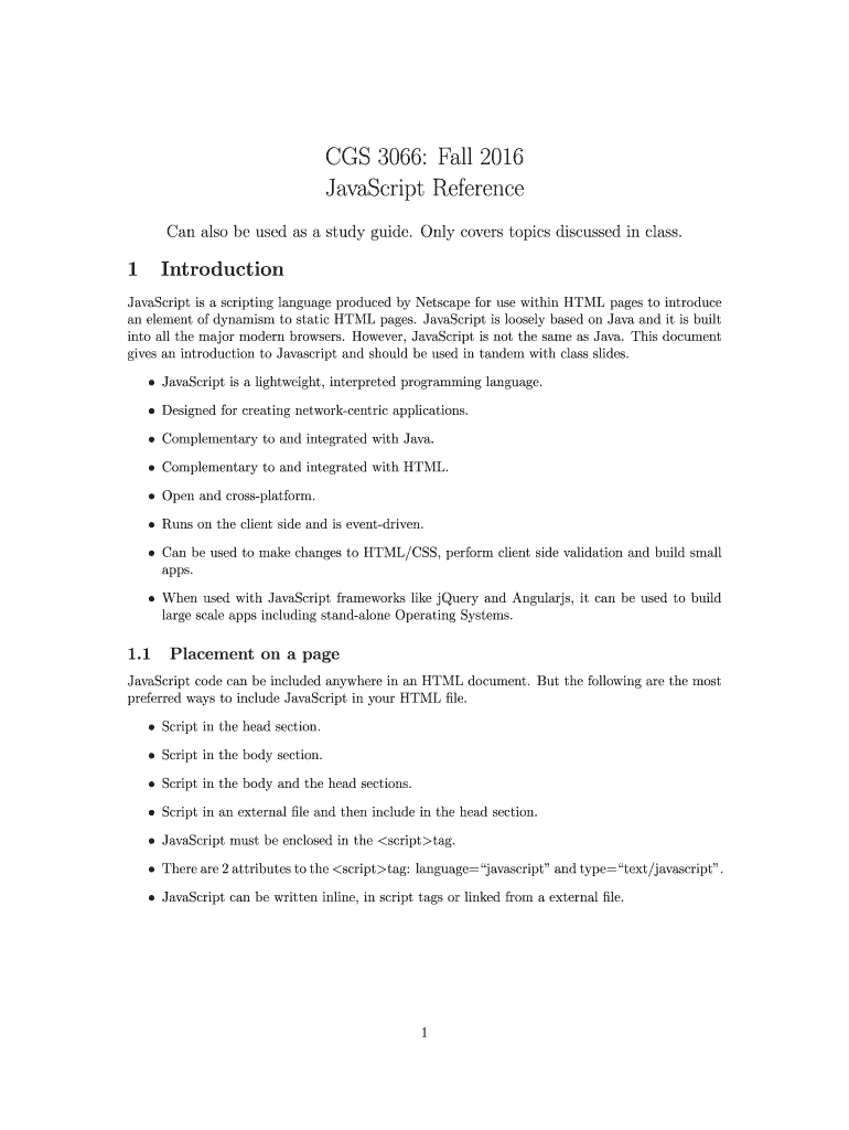 Fillable Online JavaScript Reference Fax Email Print - pdfFiller