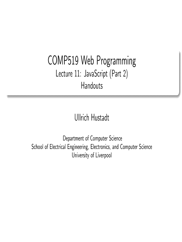 Fillable Online Lecture 11: JavaScript (Part 2) Fax Email Print - pdfFiller
