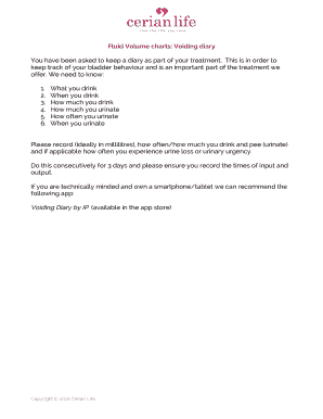 Fillable Online Fluid Volume charts: Voiding diary Fax Email Print ...