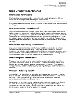 Fillable Online Urge Urinary Incontinence Fax Email Print - pdfFiller