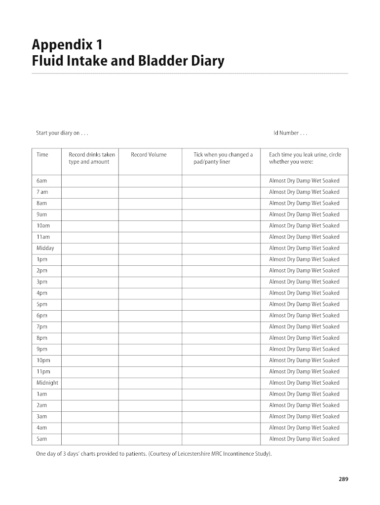 Fillable Online Fluid Intake and Bladder Diary Fax Email Print - pdfFiller