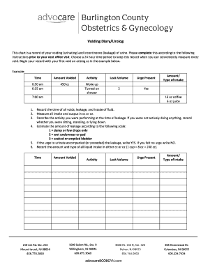 Fillable Online Voiding Diary/Urolog Fax Email Print - pdfFiller