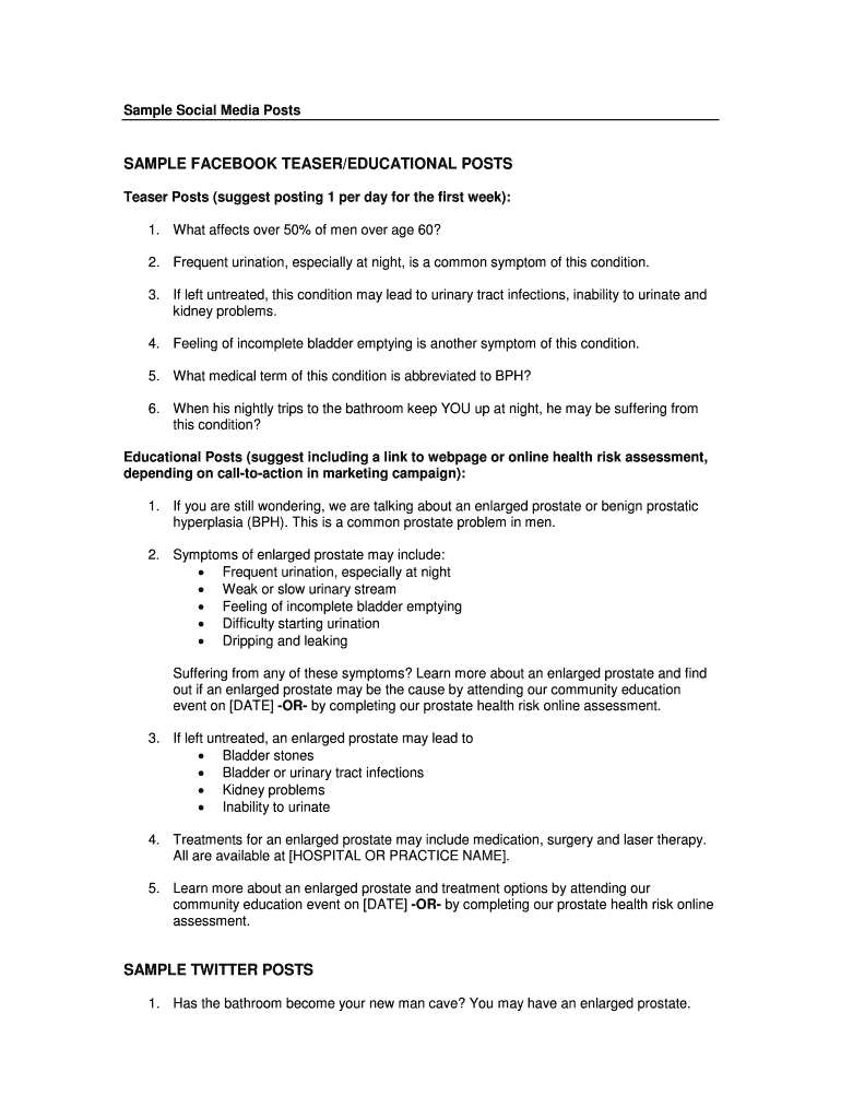 Fillable Online SAMPLE FACEBOOK TEASER/EDUCATIONAL POSTS Fax Email ...