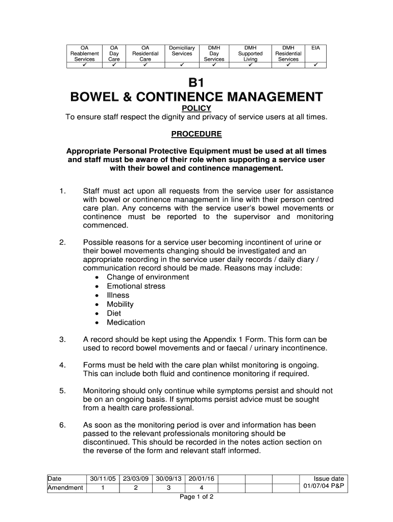Fillable Online BOWEL & CONTINENCE MANAGEMENT Fax Email Print - pdfFiller