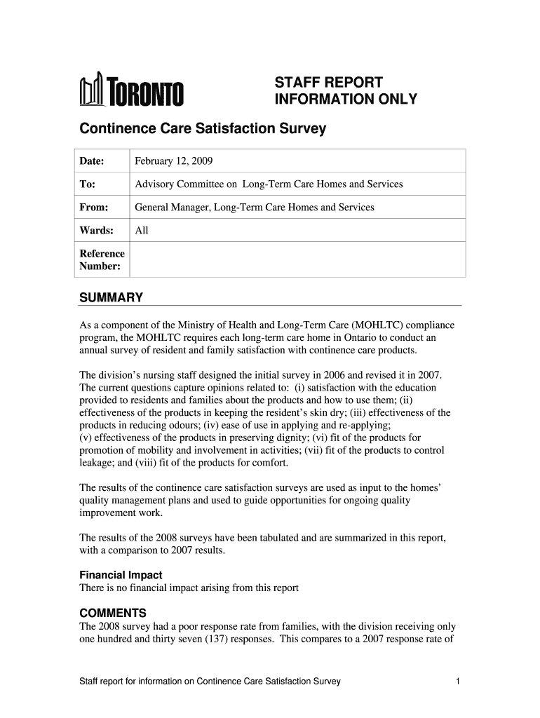 Fillable Online Continence Care Satisfaction Survey Fax Email Print - pdfFiller