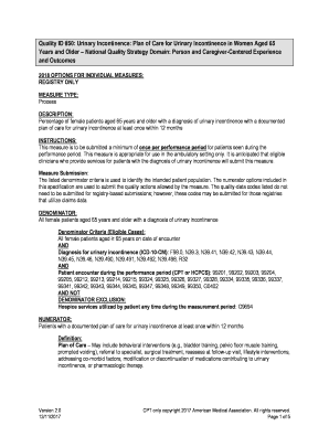 Fillable Online Quality ID #50: Urinary Incontinence: Plan of Care for ...