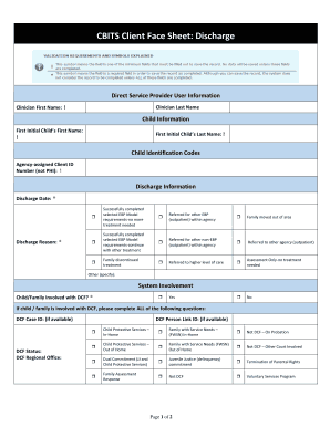 Fillable Online CBITS Client Face Sheet: Discharge Fax Email Print ...