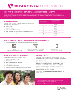 Fillable Online The Breast and Cervical Cancer Services program ...