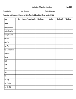 Fillable Online Certification of Chain Link Fence Items Fax Email Print ...