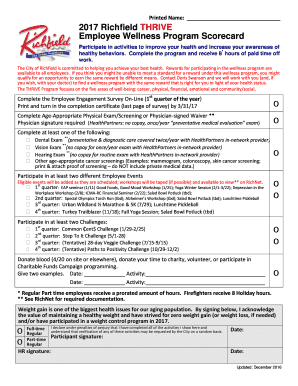 Fillable Online Employee Wellness Program Scorecard Fax Email Print ...