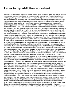 Fillable Online Letter to my addiction worksheet Fax Email Print ...