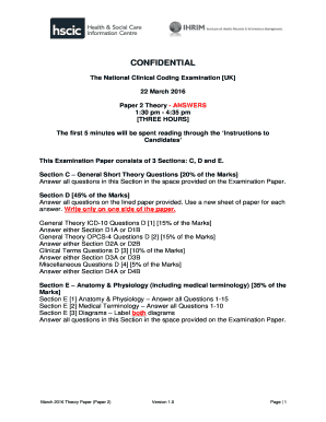 Fillable Online The National Clinical Coding Examination UK Fax Email ...