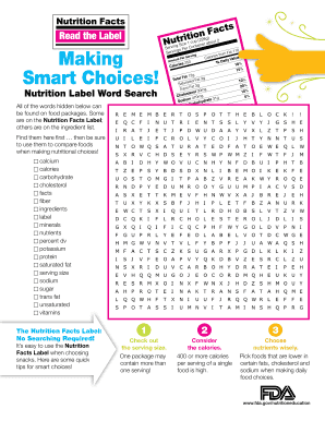 Make Smart Choices Nutrition Label Word Search - Fill Online, Printable ...