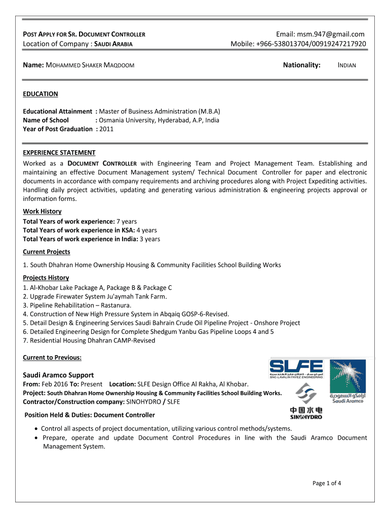 Cv Format For Kuwait - Fill Online, Printable, Fillable, Blank | pdfFiller