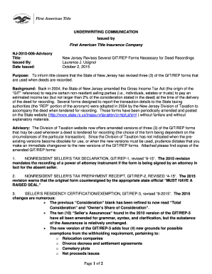 Fillable Online New Jersey Revises Several GIT/REP Forms Necessary for ...