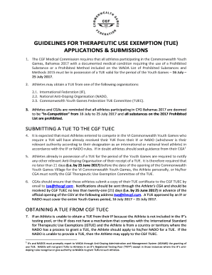 Fillable Online GUIDELINES FOR THERAPEUTIC USE EXEMPTION (TUE) Fax ...