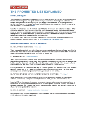 Fillable Online THE PROHIBITED LIST EXPLAINED Fax Email Print - pdfFiller