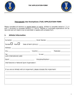 Fillable Online TUE APPLICATION FORM Fax Email Print - pdfFiller
