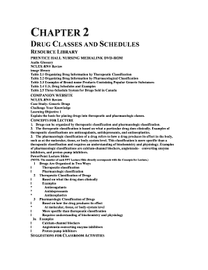 Fillable Online DRUG CLASSES AND SCHEDULES Fax Email Print - pdfFiller