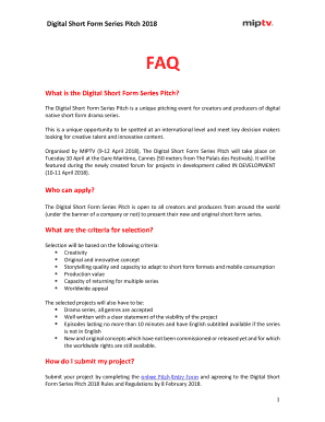 Fillable Online Digital Short Form Series Pitch 2018 Fax Email Print ...