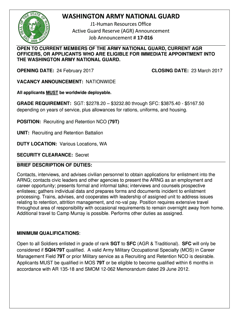 Fillable Online OPEN TO CURRENT MEMBERS OF THE ARMY NATIONAL GUARD ...