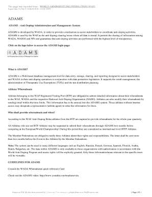 Fillable Online ADAMS - Anti-Doping Administration and Management ...