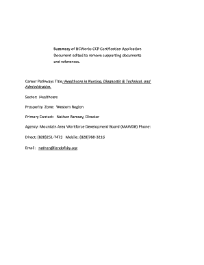 Fillable Online Summary of NCWorks CCP Certification Application Fax ...