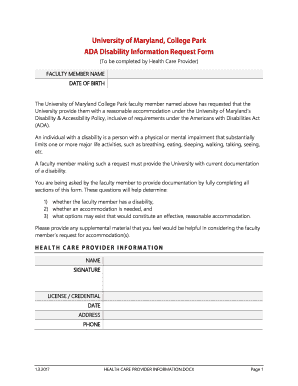 Fillable Online ADA Disability Information Request Form Fax Email Print ...