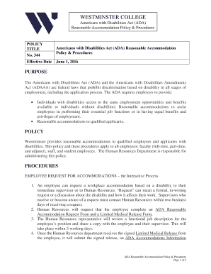 Fillable Online Reasonable Accommodation Policy & Procedures Fax Email Print - pdfFiller